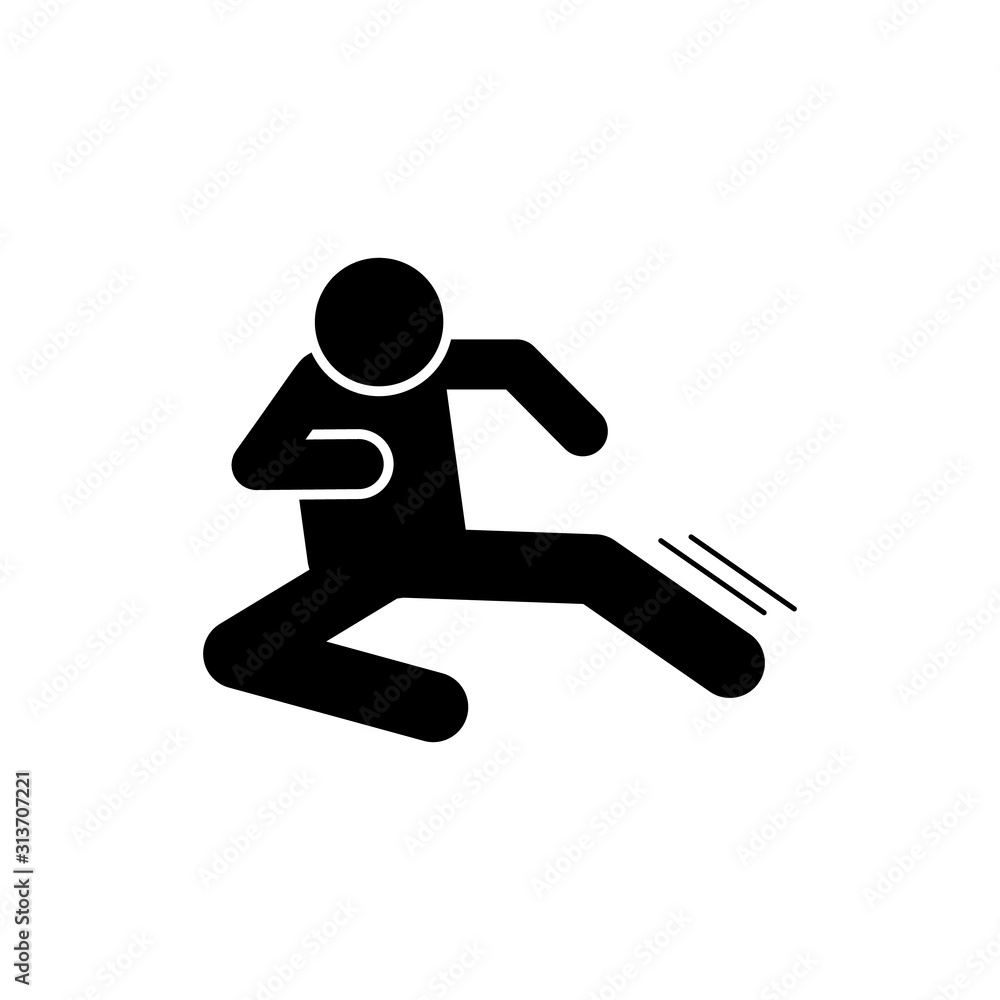 Flying man kick icon. Simple pictogram of fighting icons for ui and ux ...