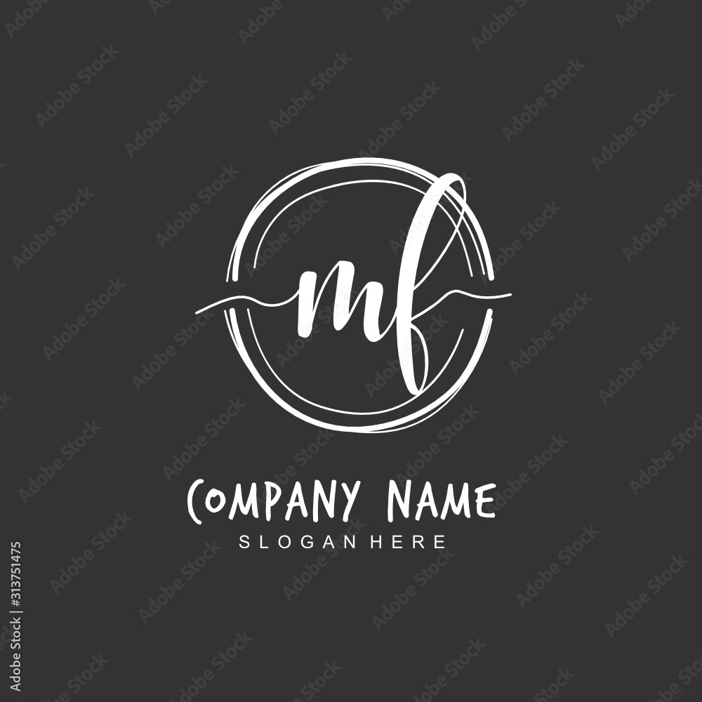 Handwritten initial letter M F MF for identity and logo. Vector logo ...