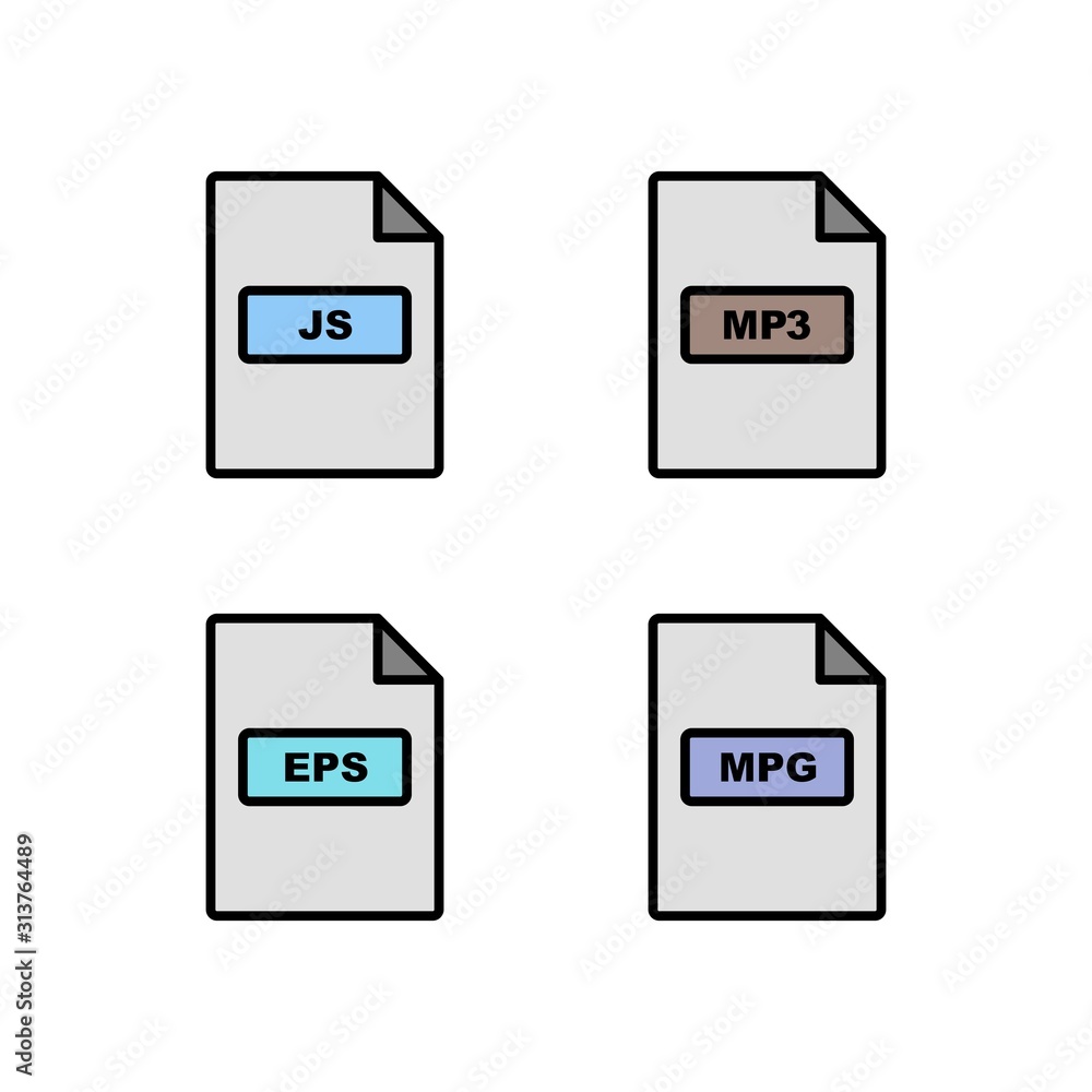 4 Set Of file formats icons isolated on white background... Stock ...