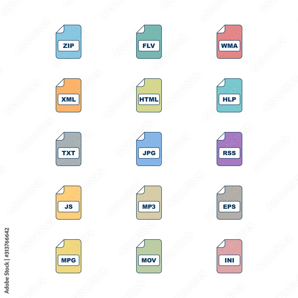 15 Icon Set Of file formats For Personal And Commercial Use... Stock ...