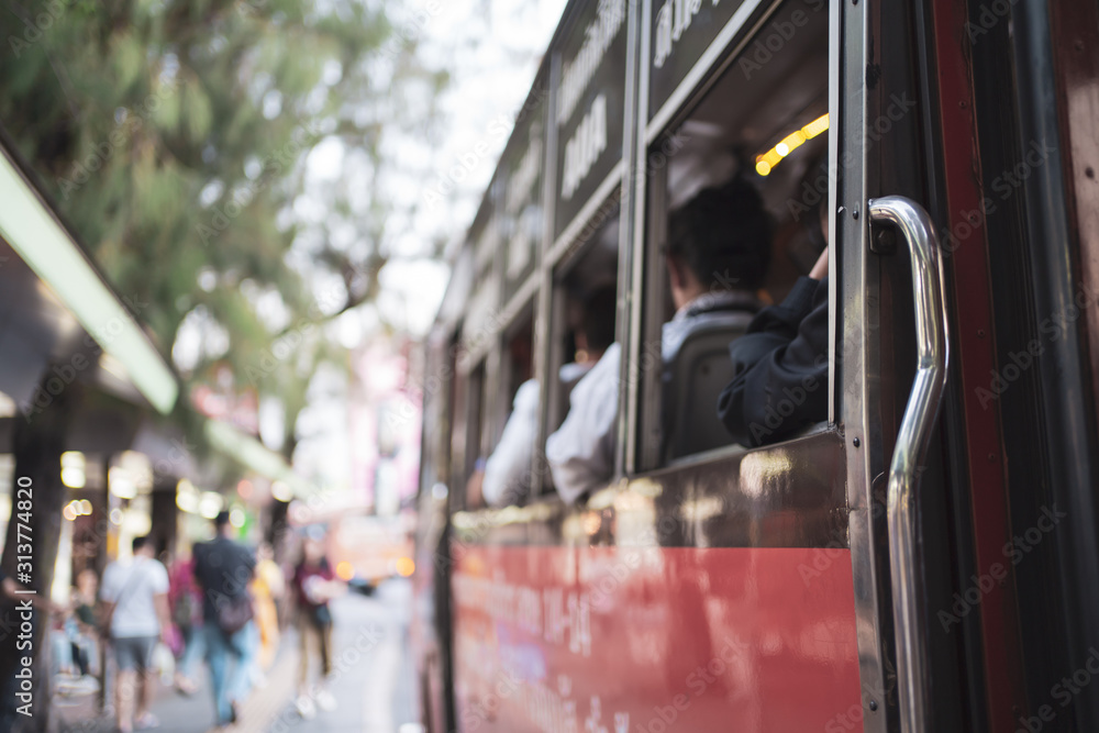 Open air public bus stops at the bus stop in Thailand Stock Photo ...