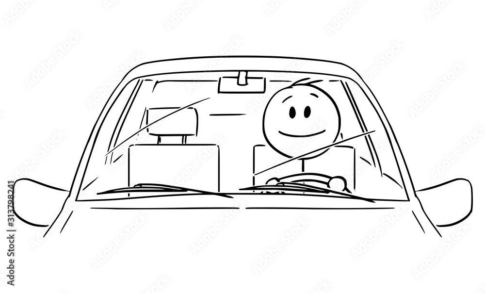 Vector cartoon stick figure drawing conceptual illustration of happy ...