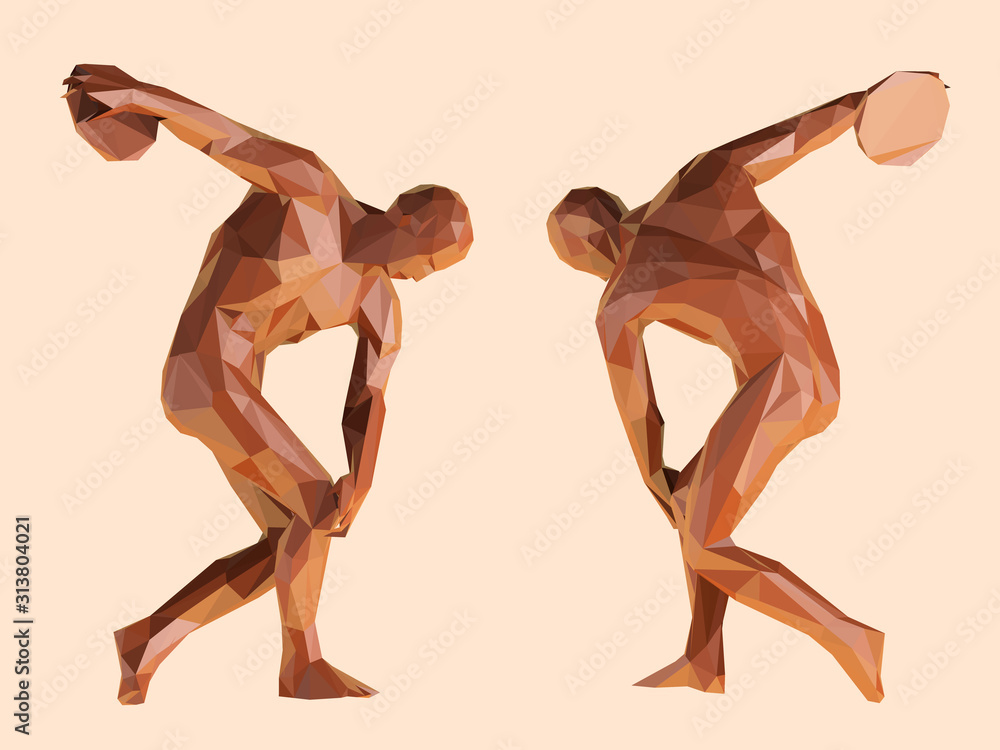 Chocolate Ancient Greek Athlete. Set of Brown Shiny Discobolus on ...