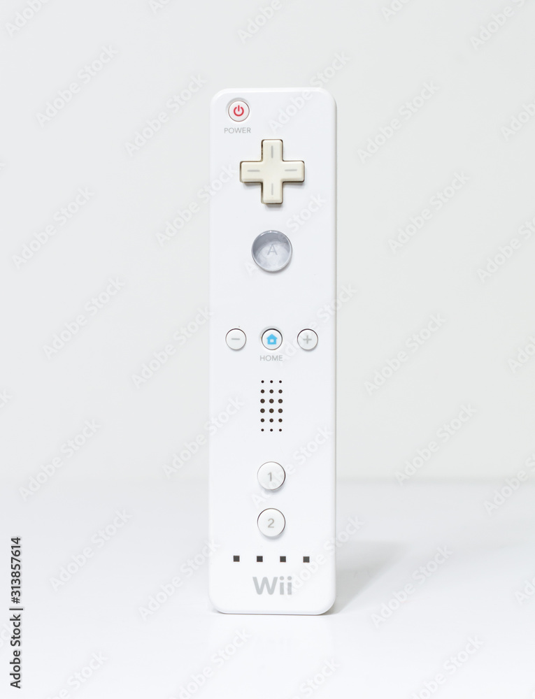 london, england 05/052019 Nintendo wii Controller on a white isolated ...