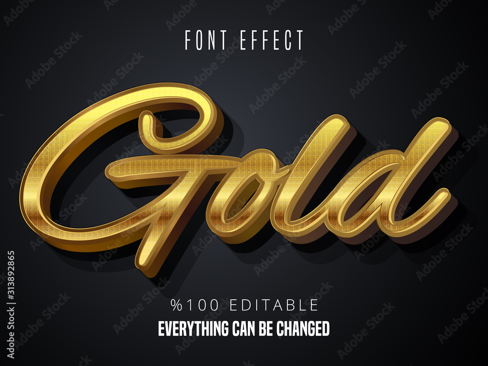 Gold gradient font effect Stock Vector | Adobe Stock
