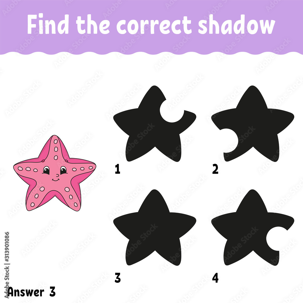 Find the correct shadow starfish. Education developing worksheet ...
