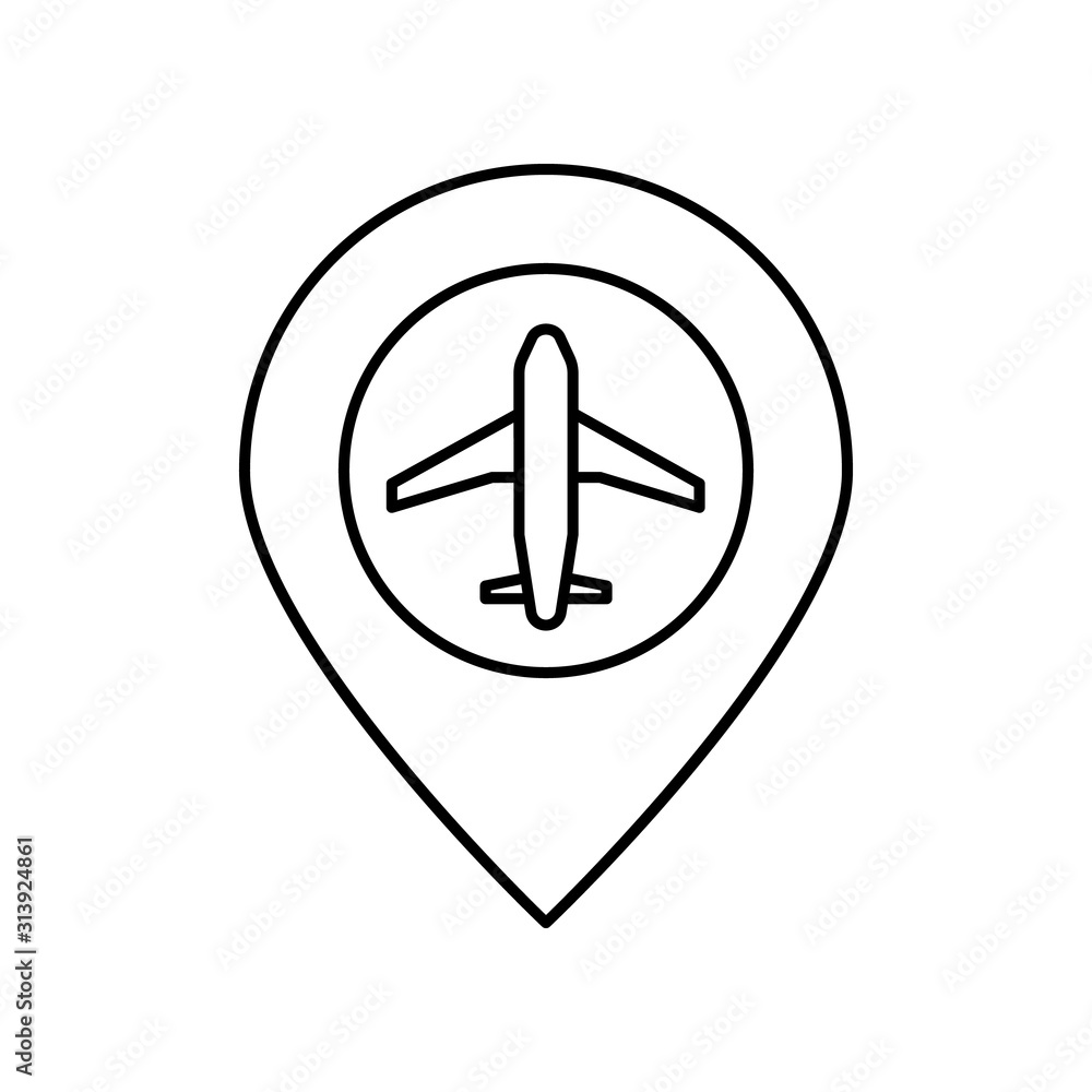 airport, map placeholder, location line icon. elements of airport ...