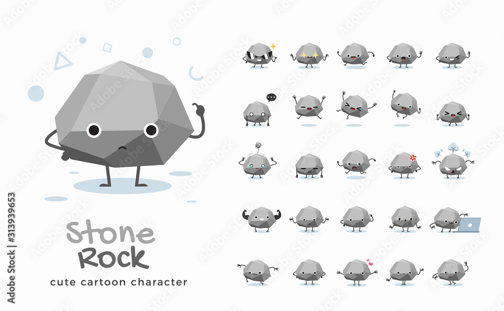 Vector set of cartoon images of Stone. Vector Illustration. Stock ...