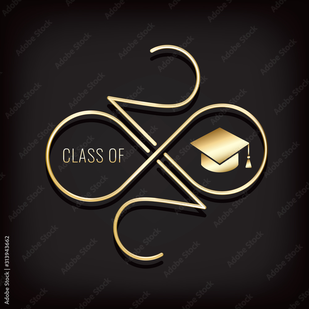 Class of 2020 Glossy Gold Style Numerals Logo with Zeroes Making Mobius ...
