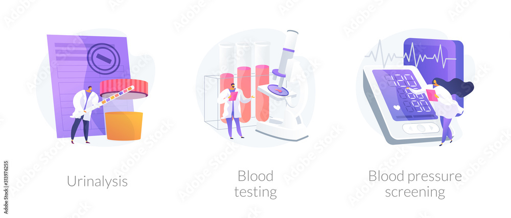 Clinical laboratory analysis icons cartoon set. Health examination ...