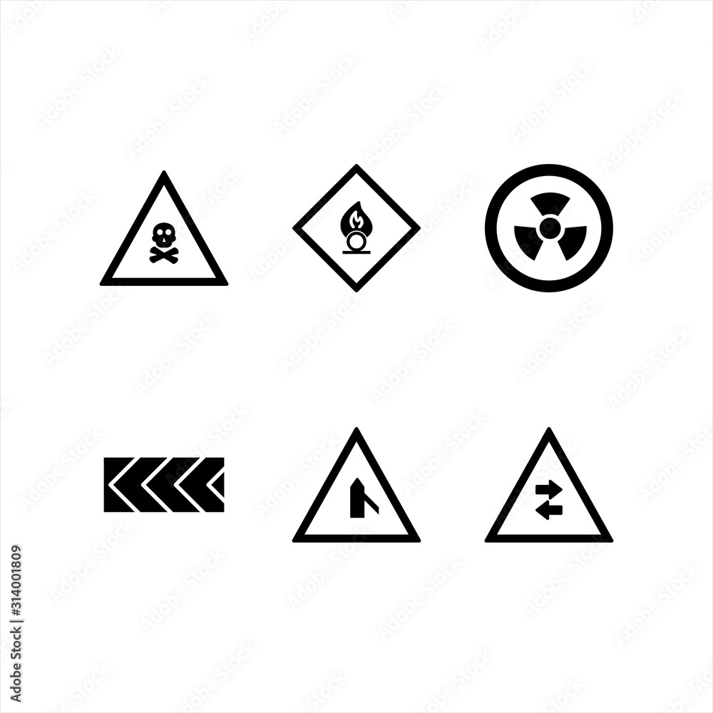 6 Road signs Icons Sheet Isolated On White Background... Stock ...