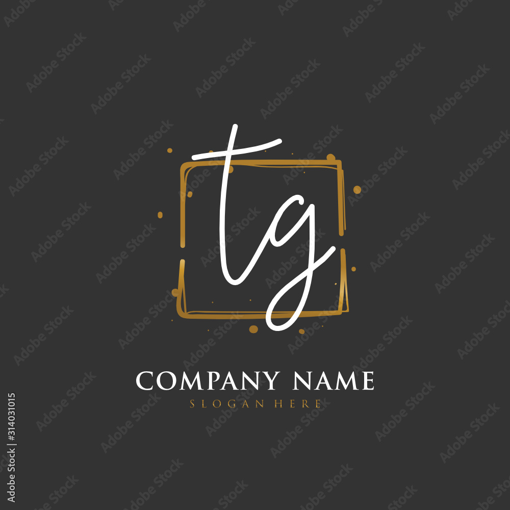 Handwritten initial letter T G TG for identity and logo. Vector logo ...