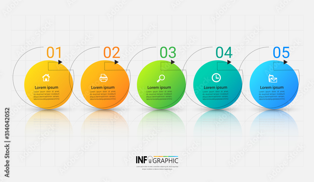 Infographics design template with outline concept. Stock Vector | Adobe ...