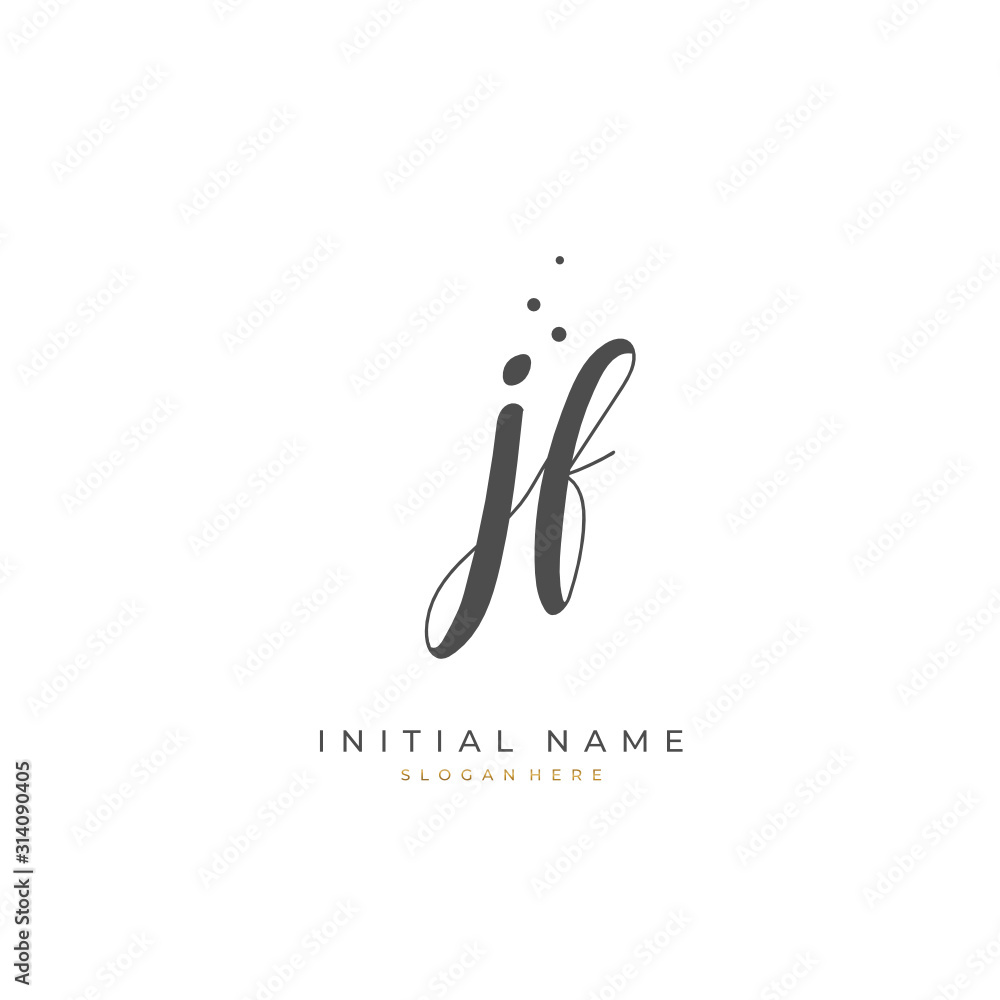 Handwritten initial letter J F JF for identity and logo. Vector logo template with handwriting ...