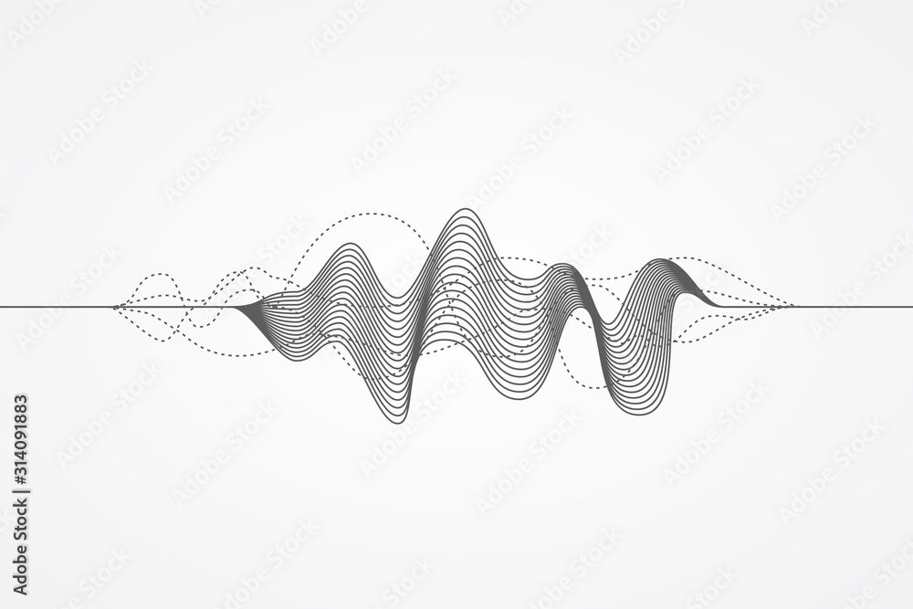 Music radio sound wave. Sign of audio digital record, vibration, pulse ...