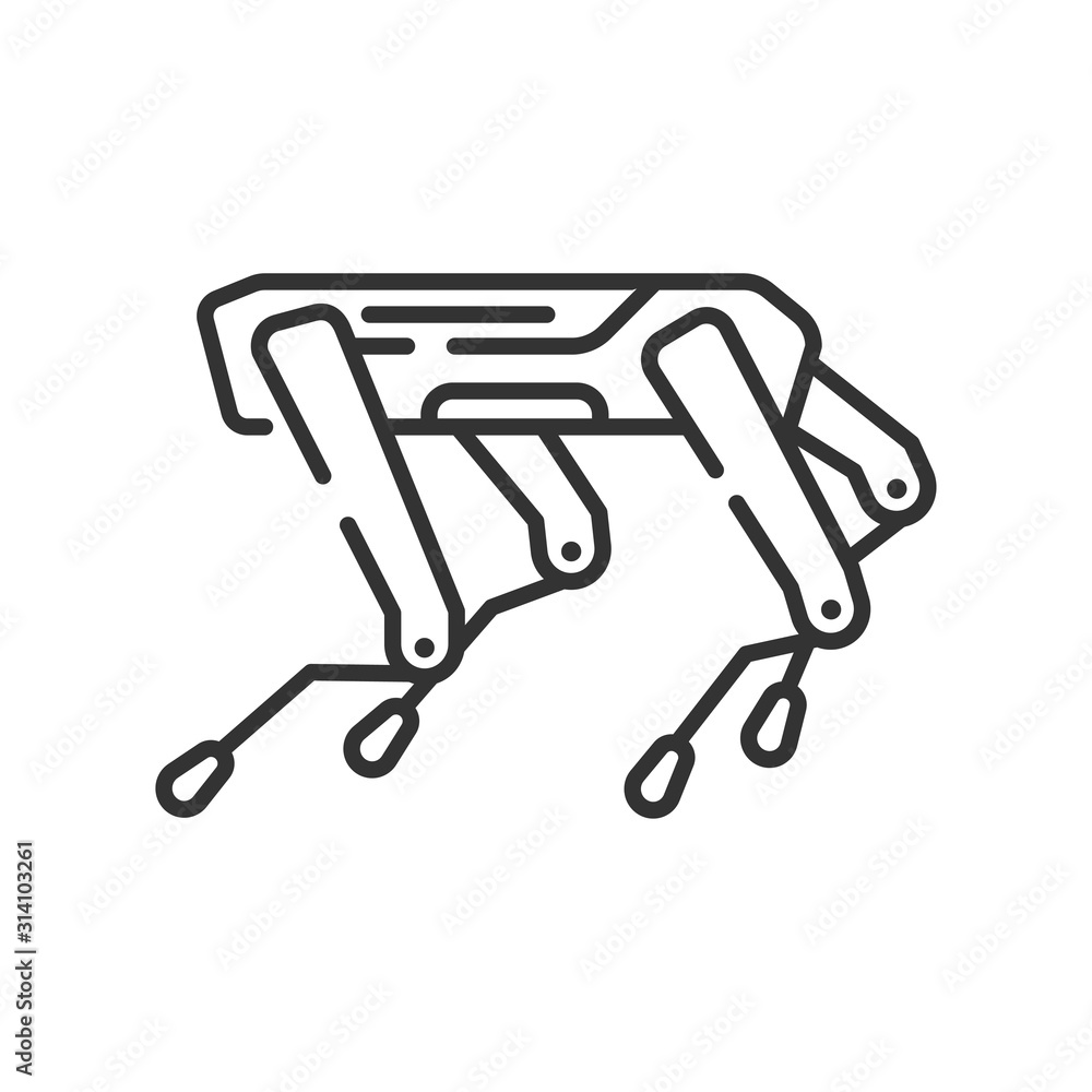 SPOT robot dog black line icon. Innovation in technology. Industrial ...