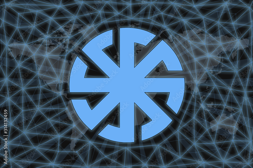 Slavic sign Ladinets. Abstract illustration. With a dark background and ...