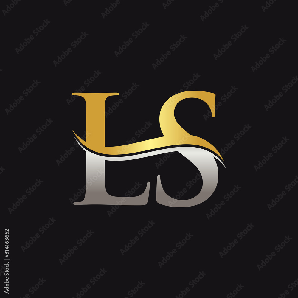 Initial Gold And Silver letter LS Logo Design with black Background. Abstract Letter LS logo ...