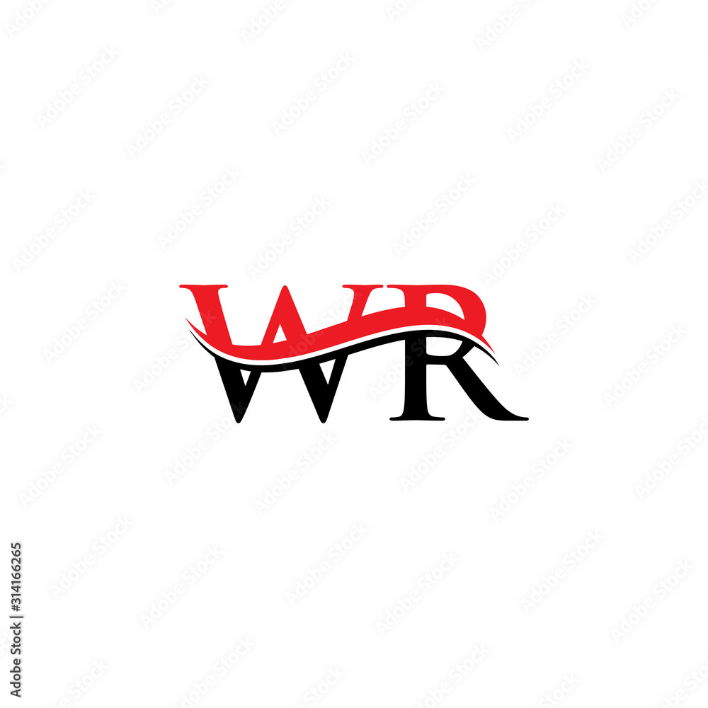 Initial WR Letter Linked Logo. Creative Letter WR Logo Vector With Red ...