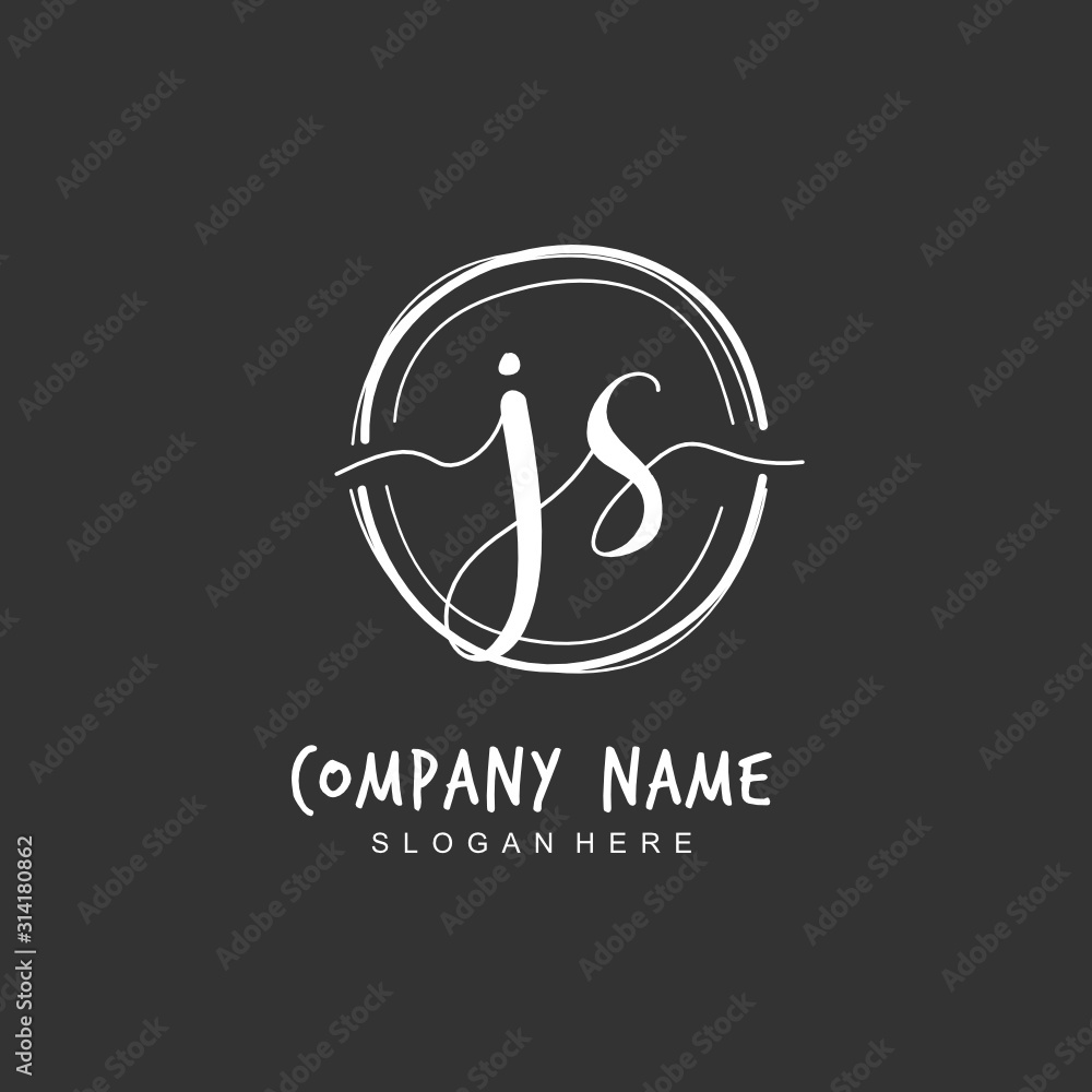 Handwritten initial letter J S JS for identity and logo. Vector logo template with handwriting ...