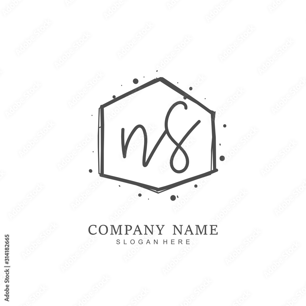 Handwritten initial letter N S NS for identity and logo. Vector logo ...
