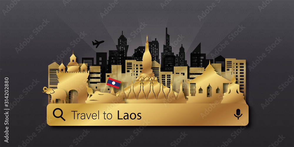 Travel Laos postcard, poster, tour advertising of world famous ...