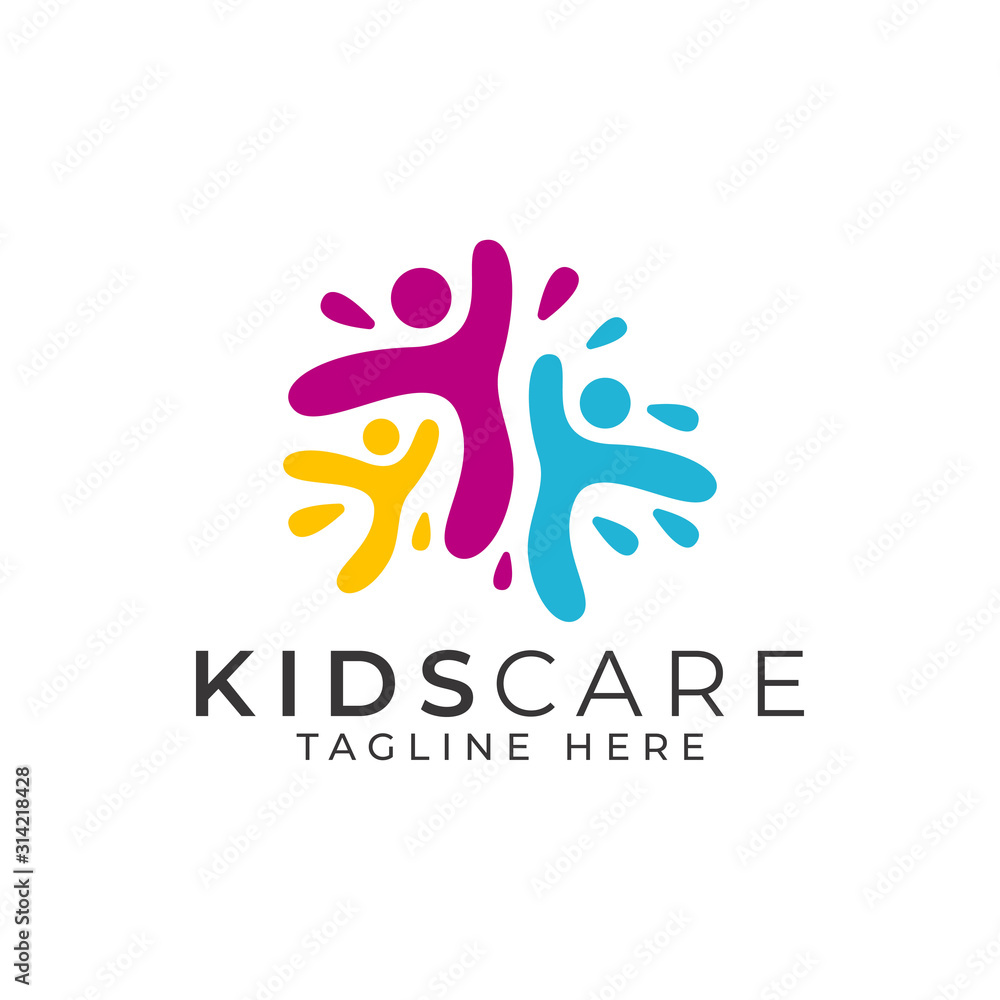 Kids Care Logo Design Vector Template Stock Vector | Adobe Stock