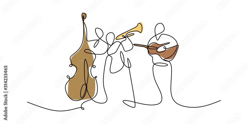 continuous line drawing of jazz music. Stock Vector | Adobe Stock
