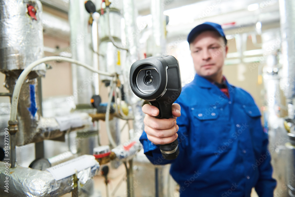 thermal imaging inspection of plumbing equipment Stock Photo | Adobe Stock