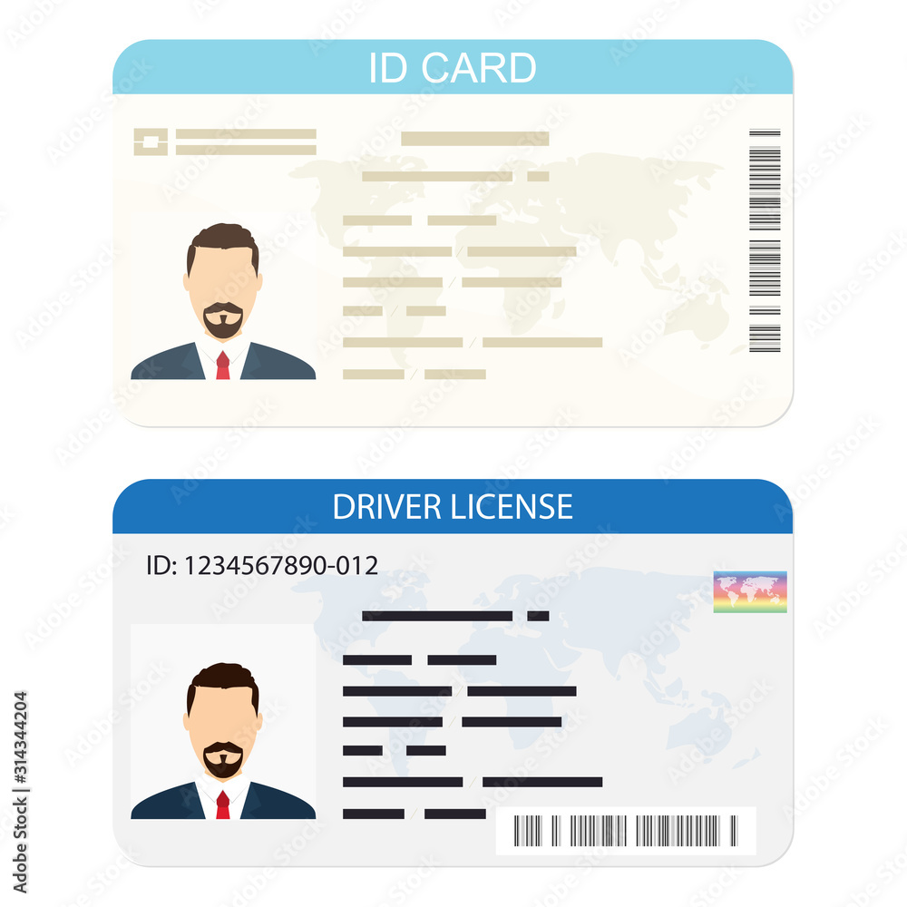 Id card, biometric passport, driver licence. Flat illustration Stock ...