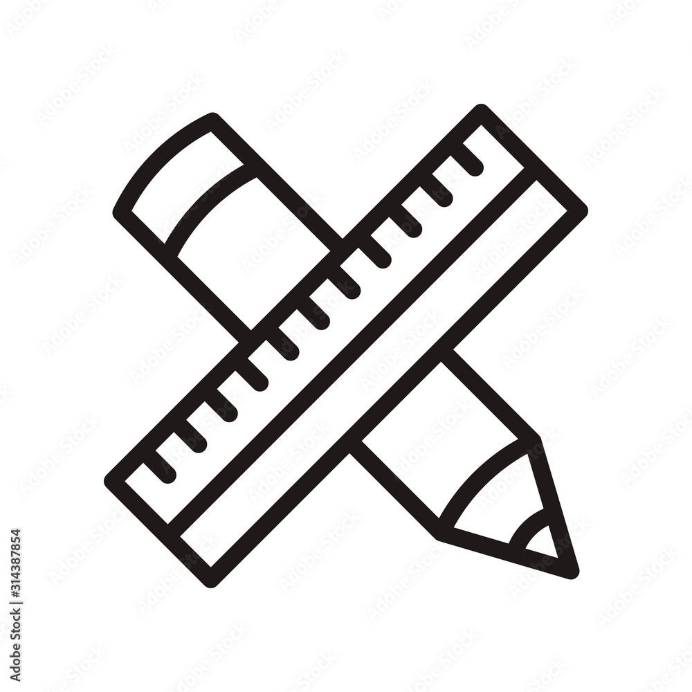 Pencil and ruler icon in trendy outline style design. Vector graphic ...