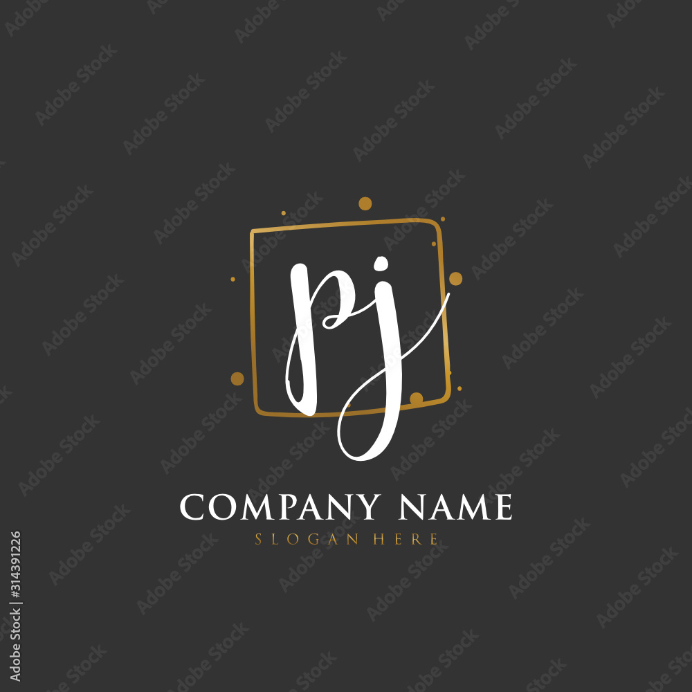 Handwritten initial letter P J PJ for identity and logo. Vector logo ...