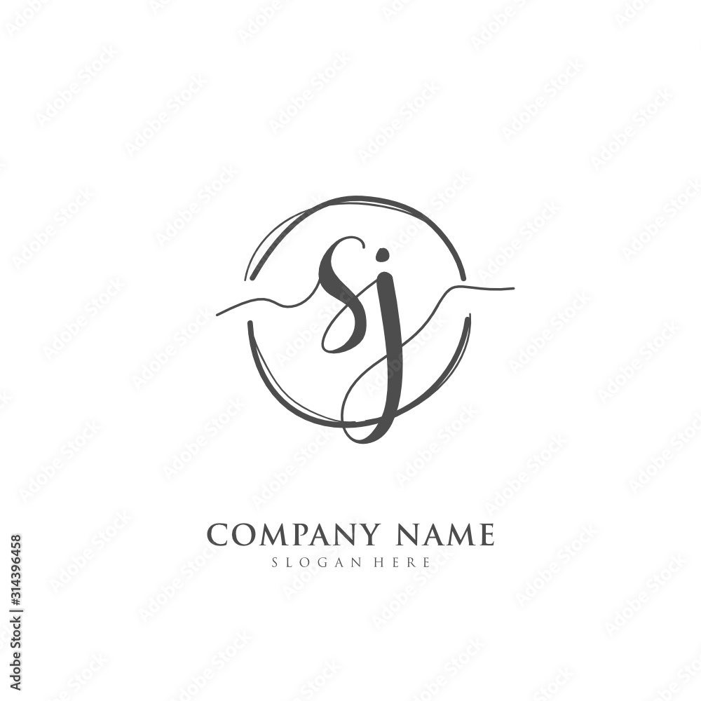 Handwritten initial letter S J SJ for identity and logo. Vector logo ...