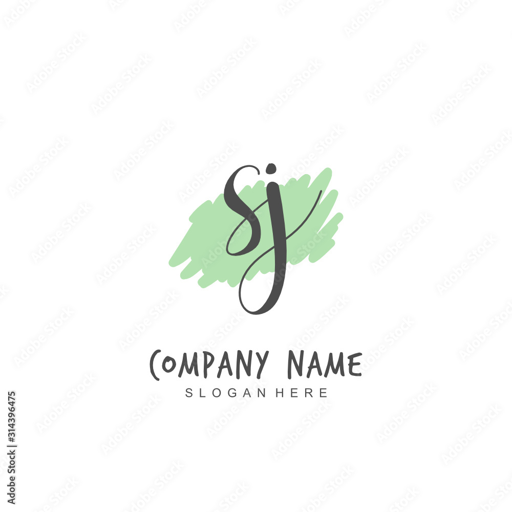 Handwritten initial letter S J SJ for identity and logo. Vector logo ...