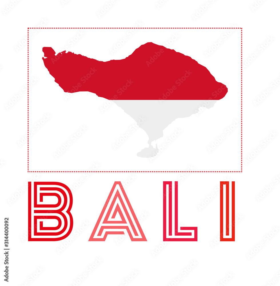 Vector de Stock Bali map with island name and flag, artistic vector ...