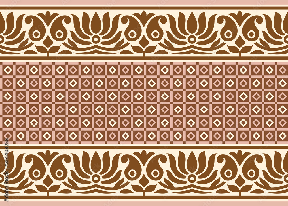 Seamless floral border design with Asian design elements Stock Vector ...