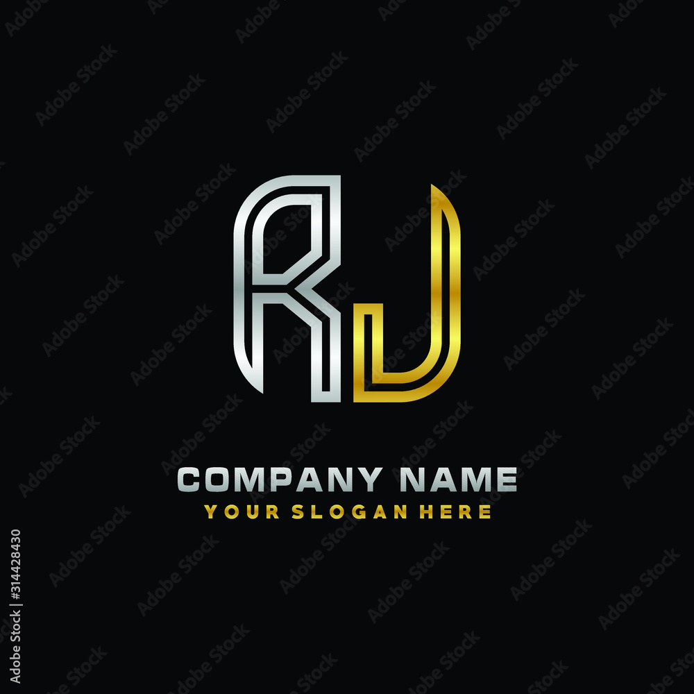 initial letter RJ logo Abstract vector minimalist. letter logo gold and ...