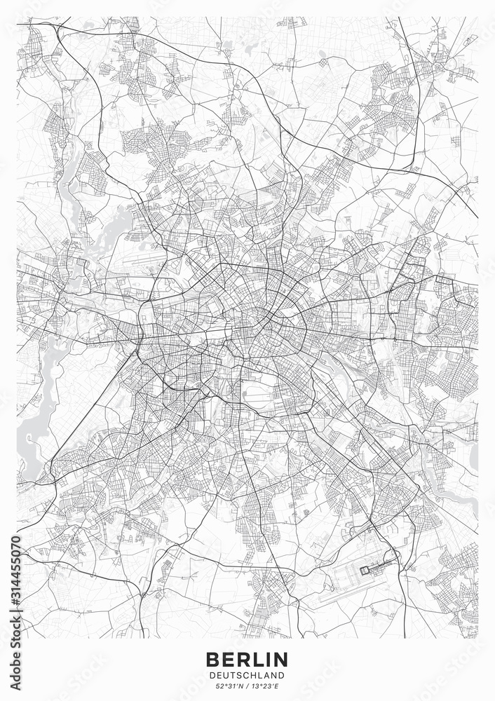 Berlin city map poster. Detailed map of Berlin (Germany). Transport ...