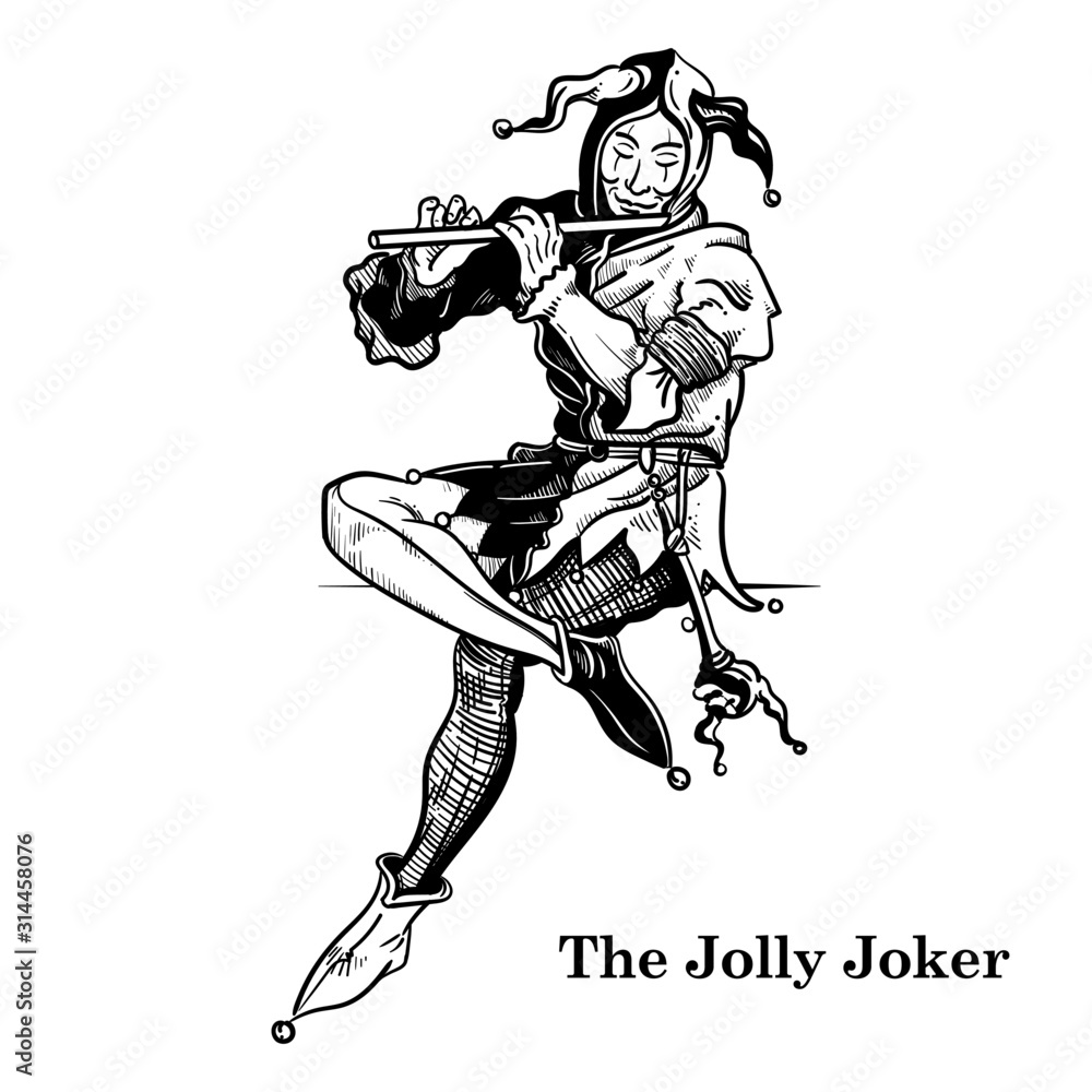 Joker Card Line Drawing