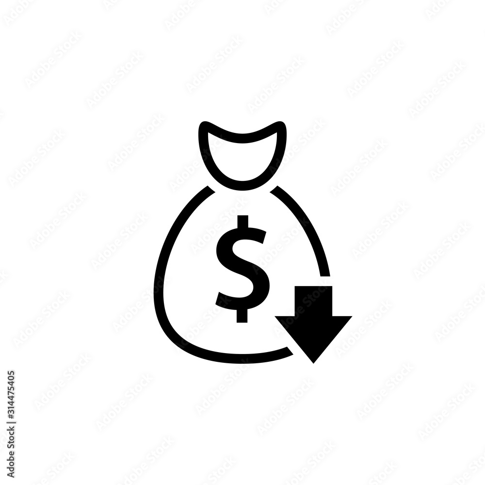 Reduce costs outline icon. Clipart image isolated on white background Stock Vector | Adobe Stock
