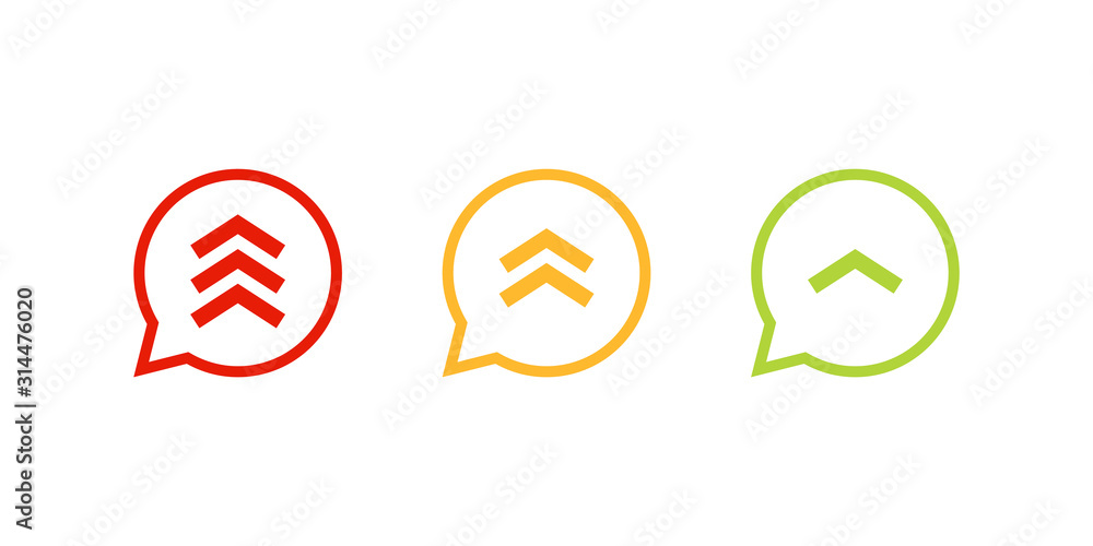 High Medium Low priority icon set. Clipart image isolated on white ...