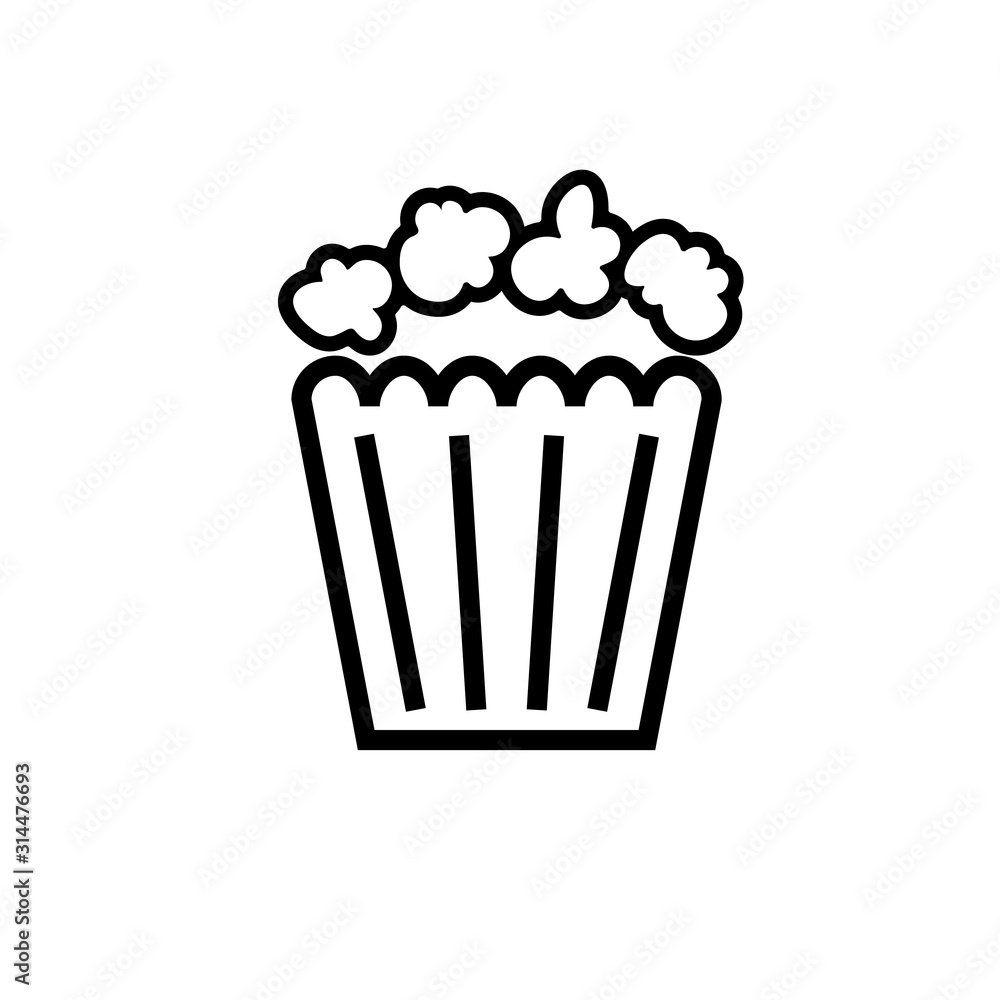 Popcorn box outline icon. Clipart image isolated on white background ...