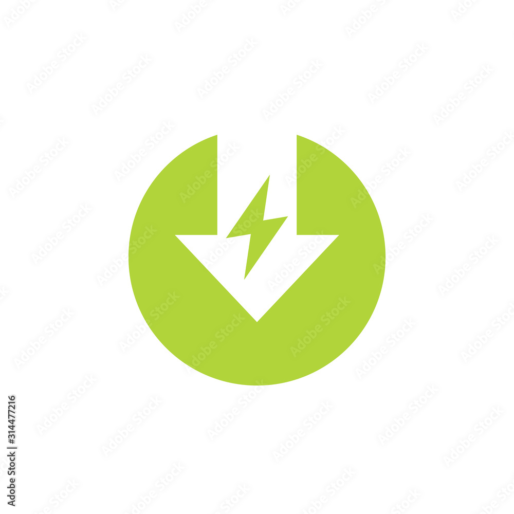 Energy reduction icon. Clipart image isolated on white background Stock ...