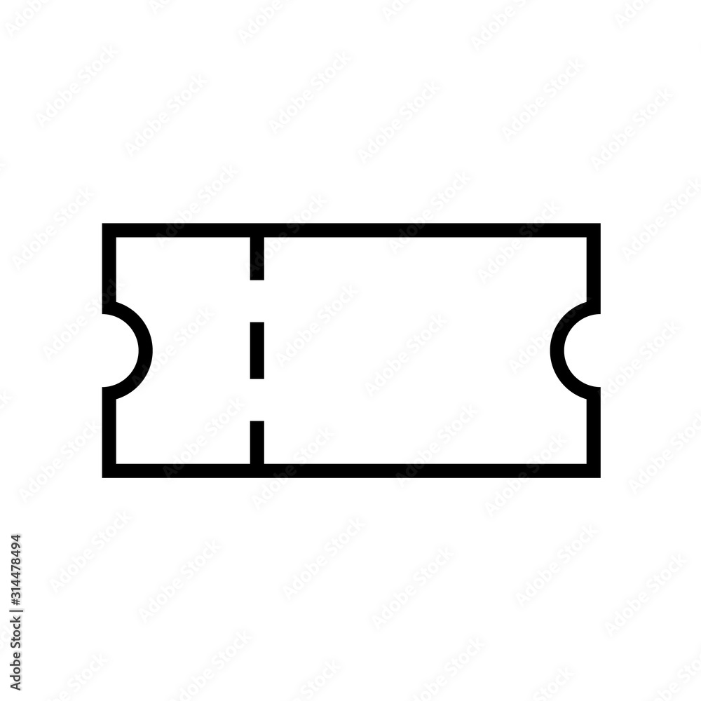 Ticket stub outline icon. Clipart image isolated on white background ...