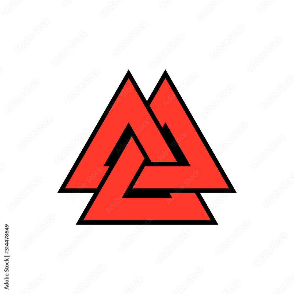 Viking Valknut red icon. Clipart image isolated on white background ...
