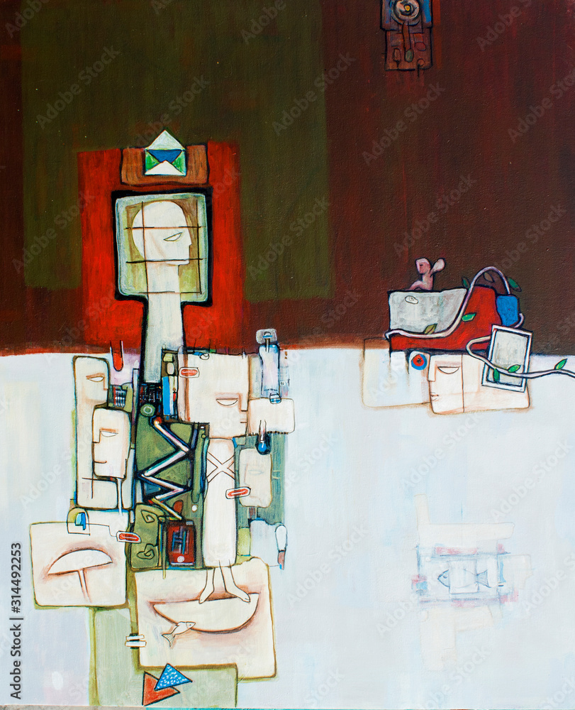 Burden of life. Symbolic composition with human-like creatures. Surreal ...