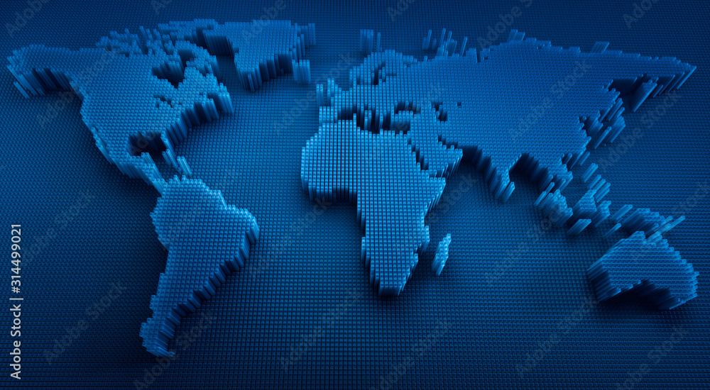 Digital Blue World Map Stock Illustration | Adobe Stock