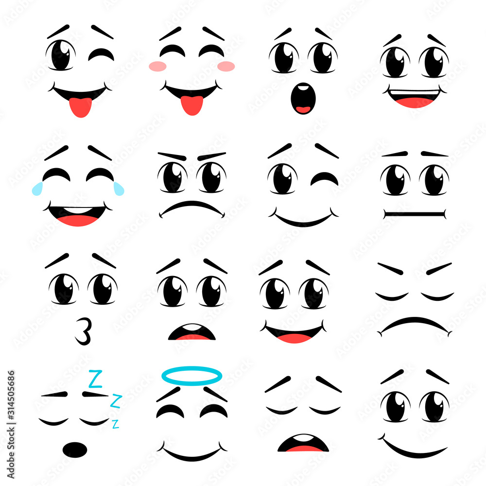 Cartoon faces. Isolated vector illustration icons set Stock Vector ...