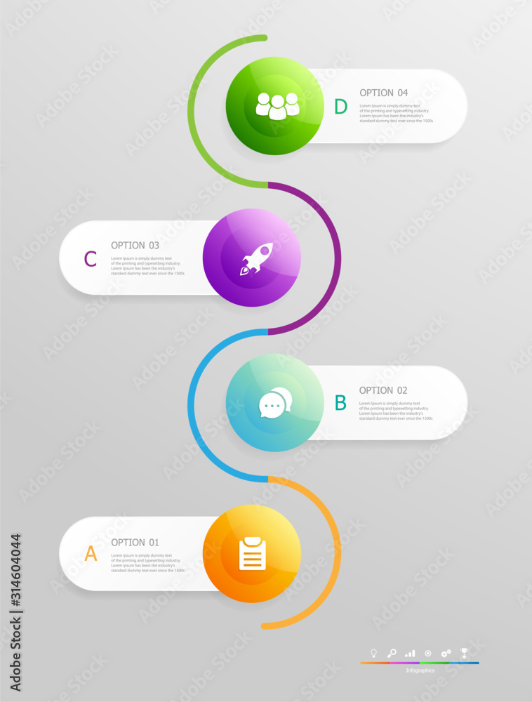 vertical infographics 4 steps for business presentation vector ...