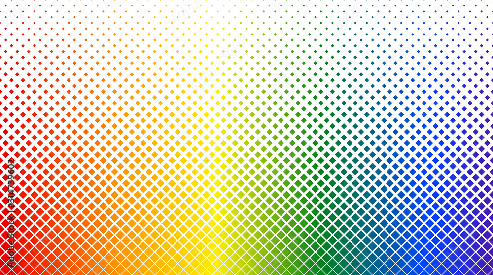 Geometrical vector illustration of halftone pattern. Rainbow color ...